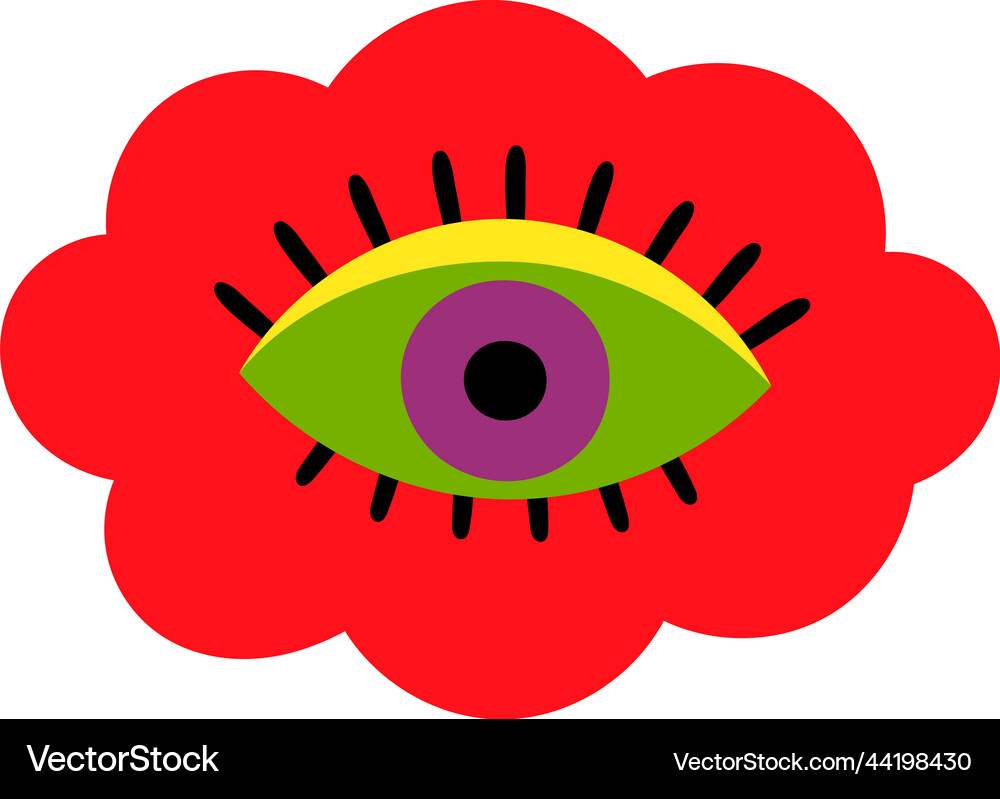 Psychedelic eye cloud icon retro trippy symbol Vector Image