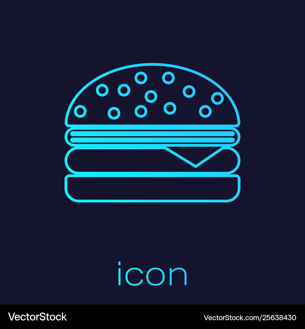 Turquoise burger line icon isolated on blue Vector Image