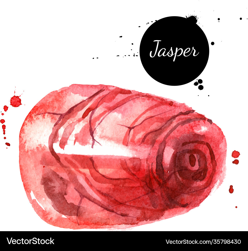 Watercolor hand drawn jasper gemstone crystal Vector Image