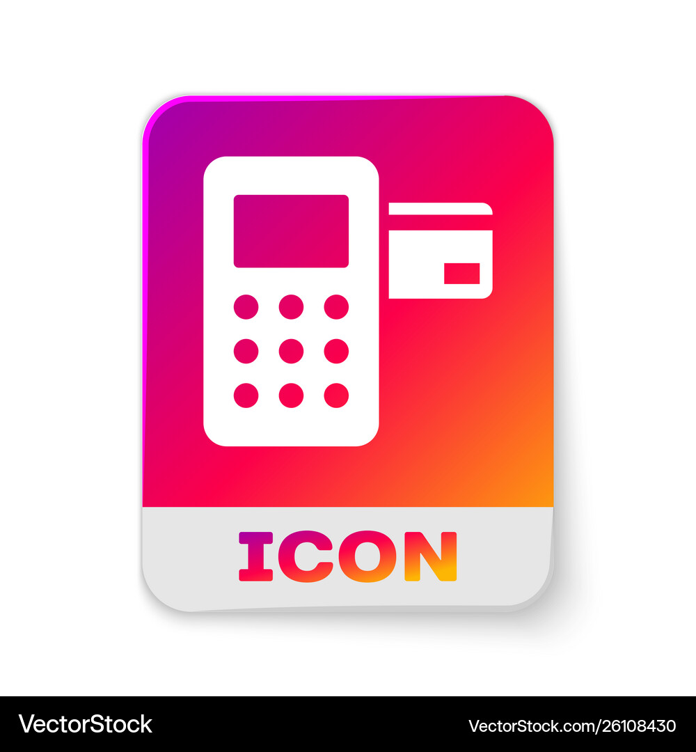 White pos terminal with inserted credit card icon Vector Image