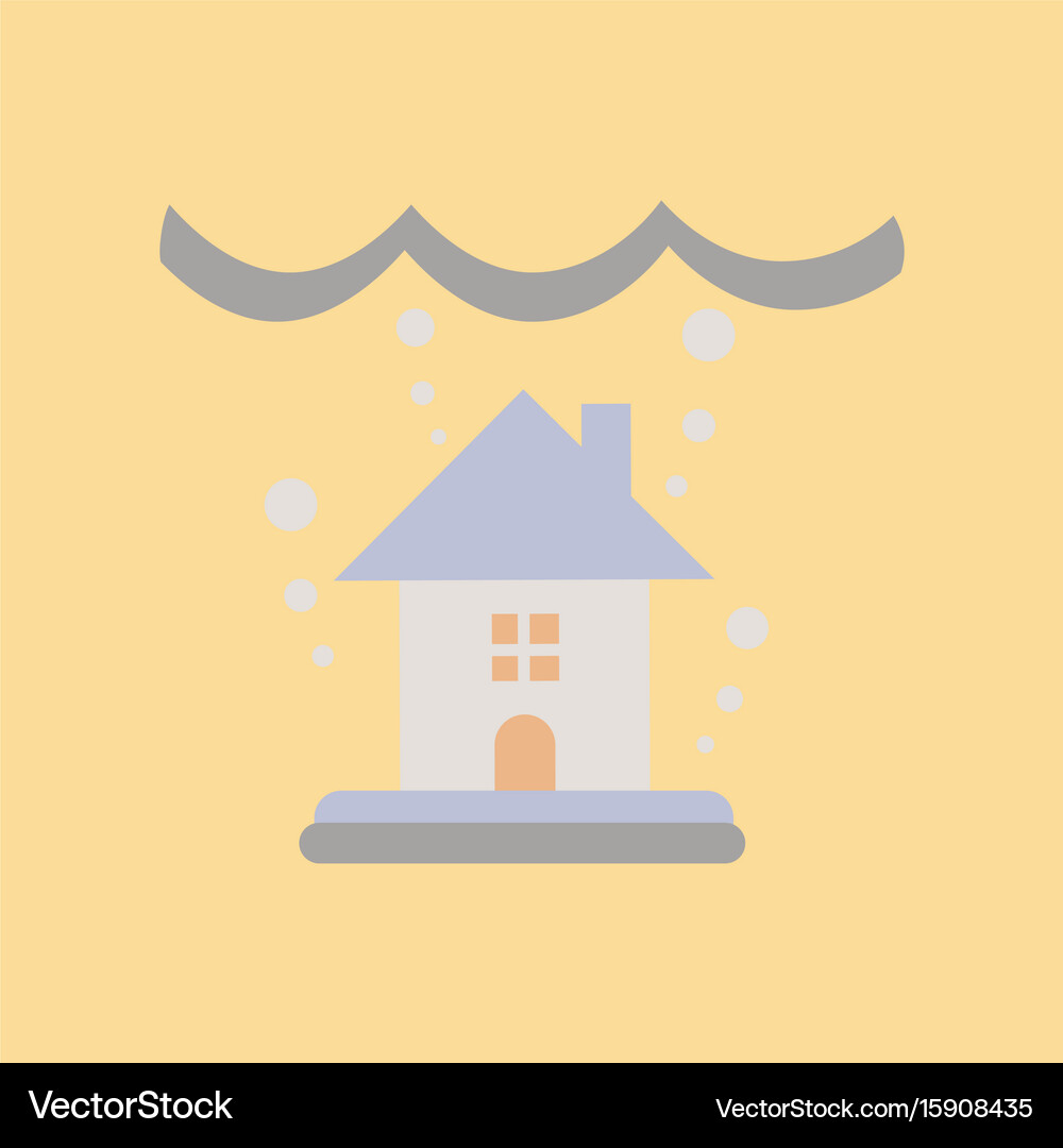Flat icon on stylish background flood house Vector Image
