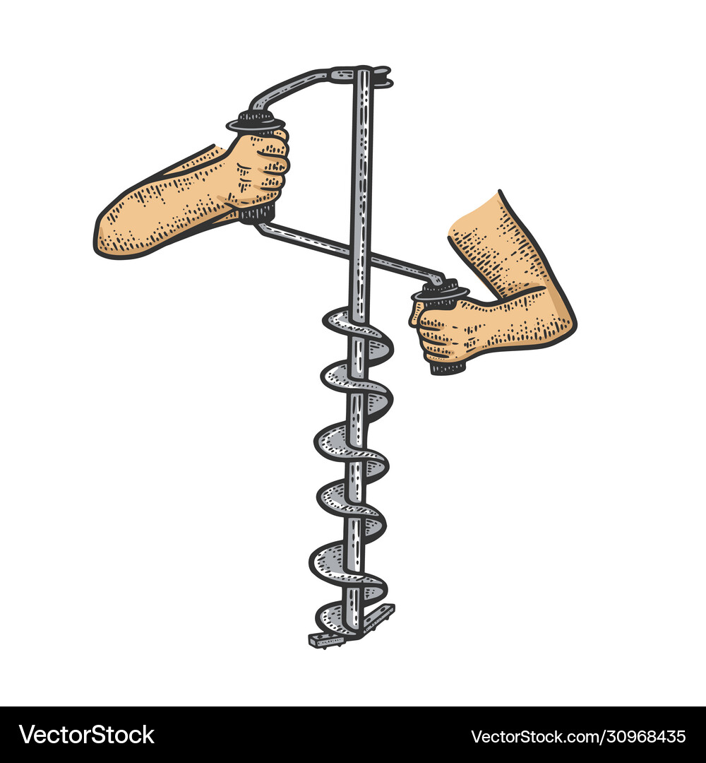 Hand ice drill sketch Royalty Free Vector Image