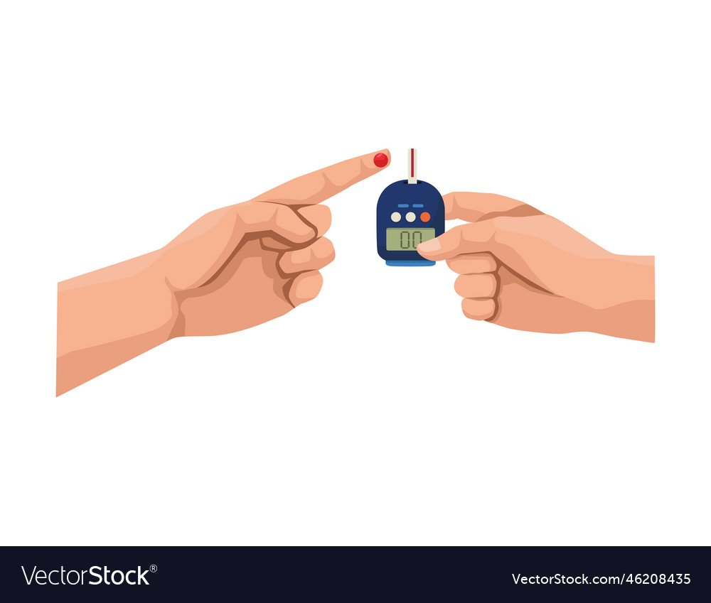 Hands using glucometer Royalty Free Vector Image