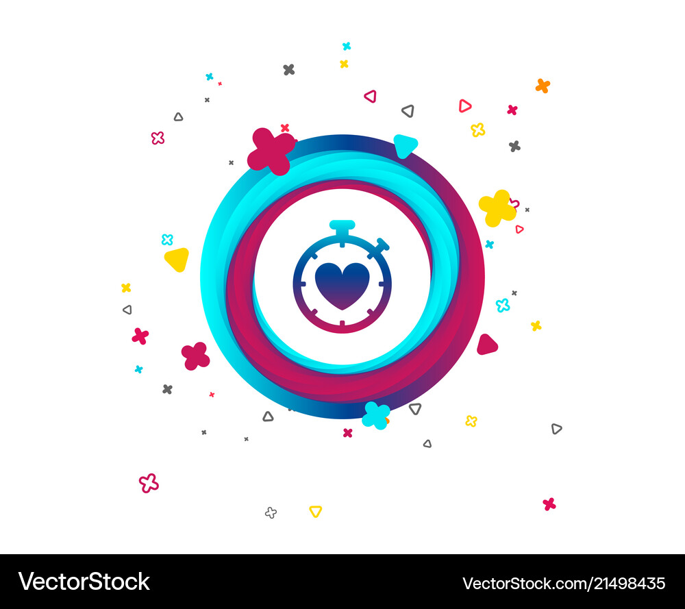 Heart timer sign icon stopwatch symbol Royalty Free Vector