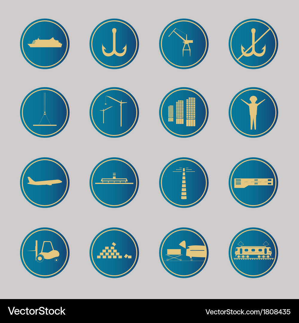 Industrial and logistic blue icons Royalty Free Vector Image