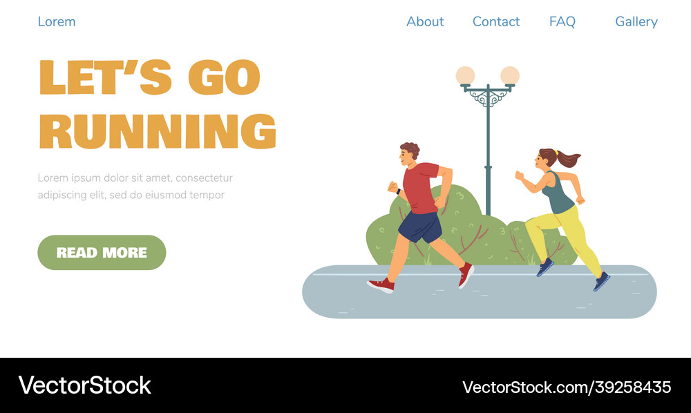 Lets go running website with sportive Royalty Free Vector