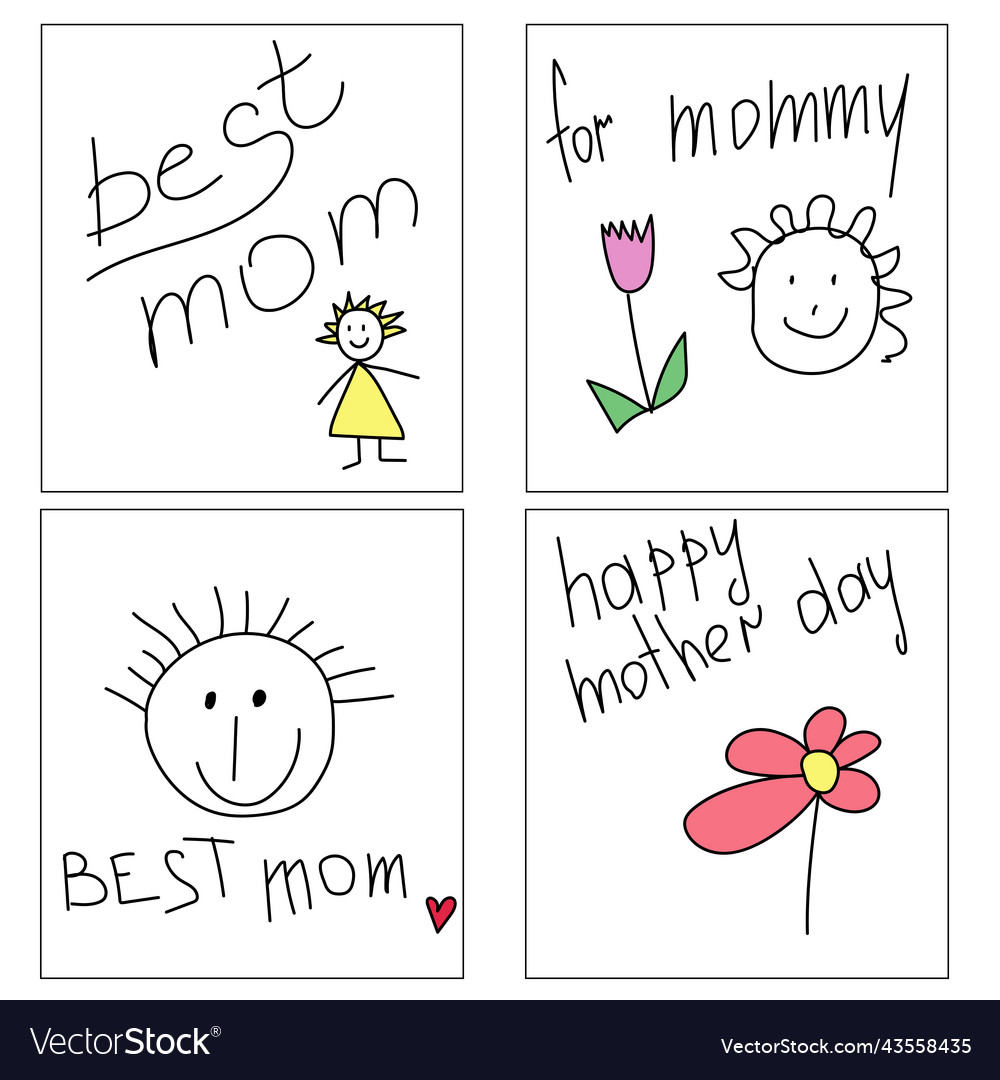 Mothers day greeting cards set stylized greeting Vector Image