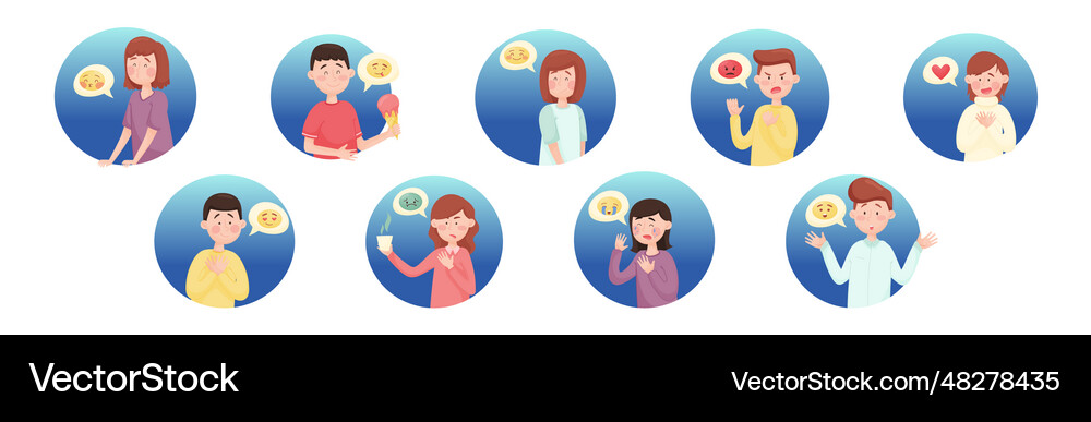 People emoji with face emotion expressing Vector Image