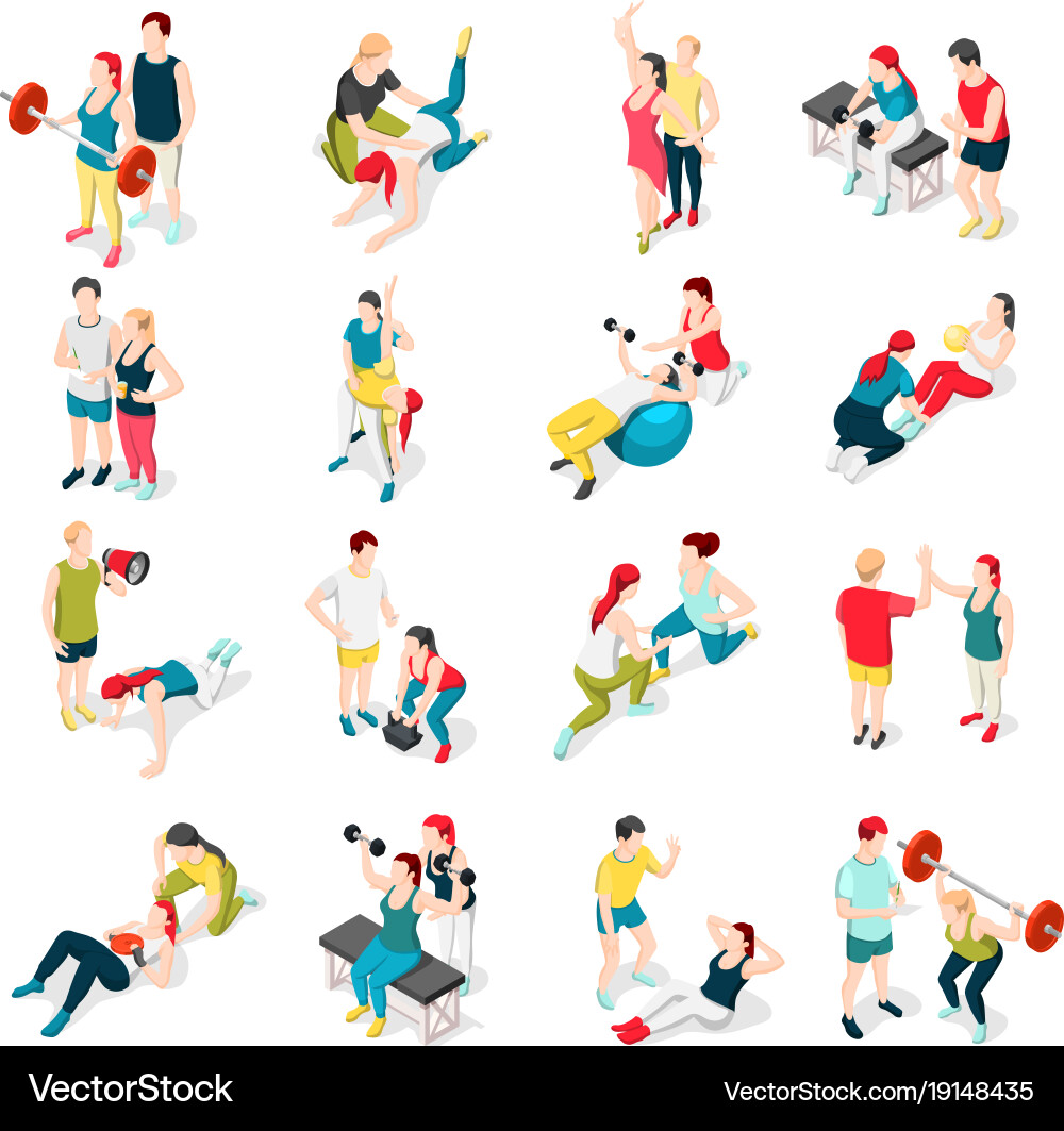 Personal trainer sport icons Royalty Free Vector Image