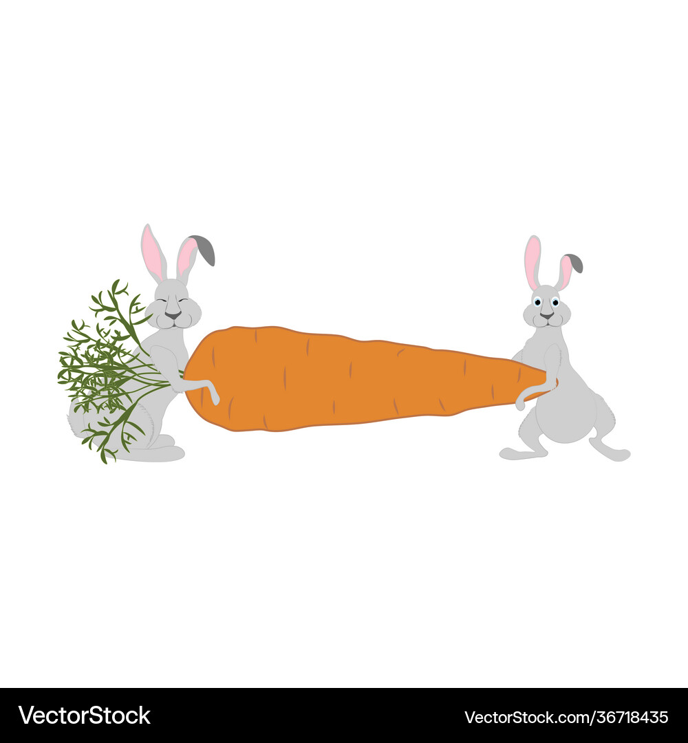 Rabbits with huge carrot cute animal Royalty Free Vector