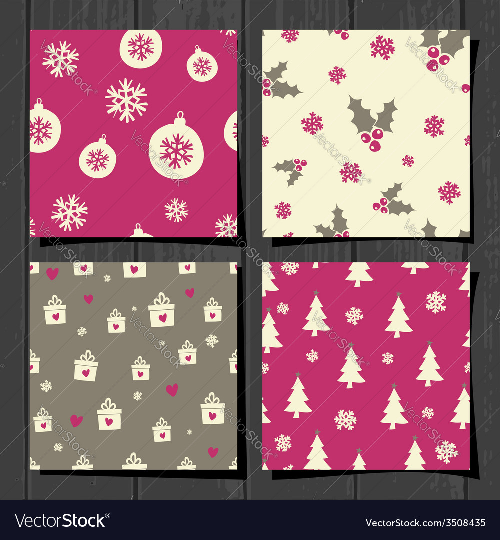Retro style christmas seamless patterns set Vector Image