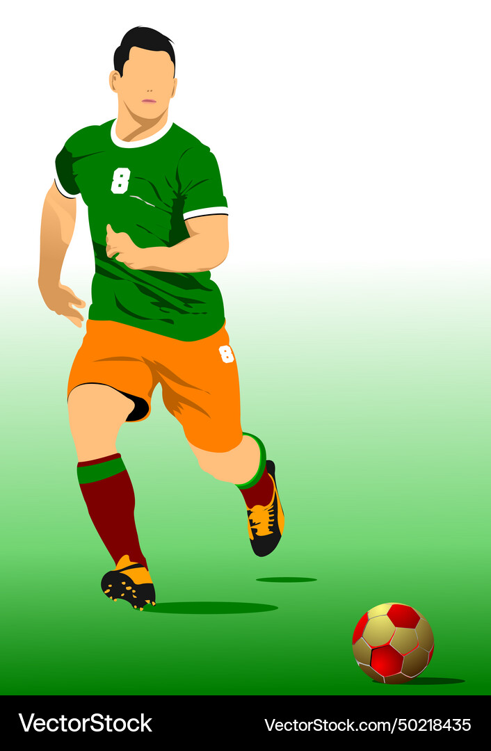 Soccer player poster color 3d Royalty Free Vector Image