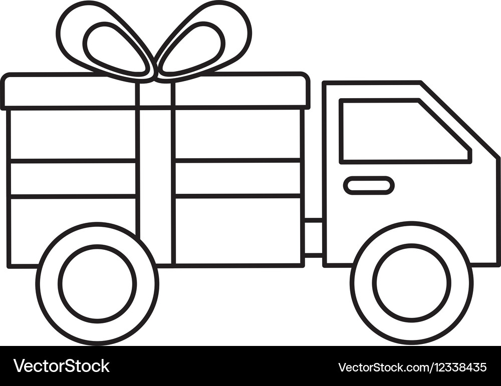Truck with gift isolated icon Royalty Free Vector Image
