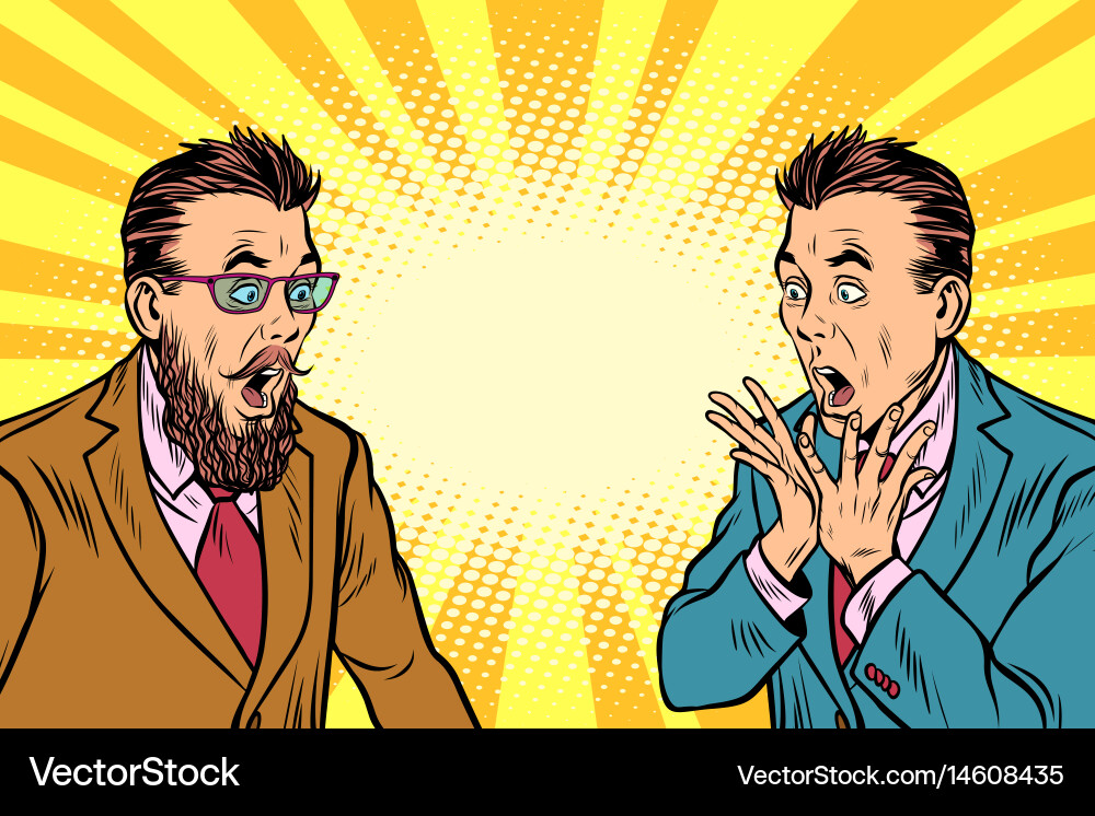 Two elegant retro businessman shocked Royalty Free Vector