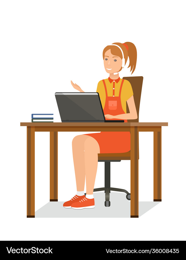 Young woman working as a support service employee Vector Image