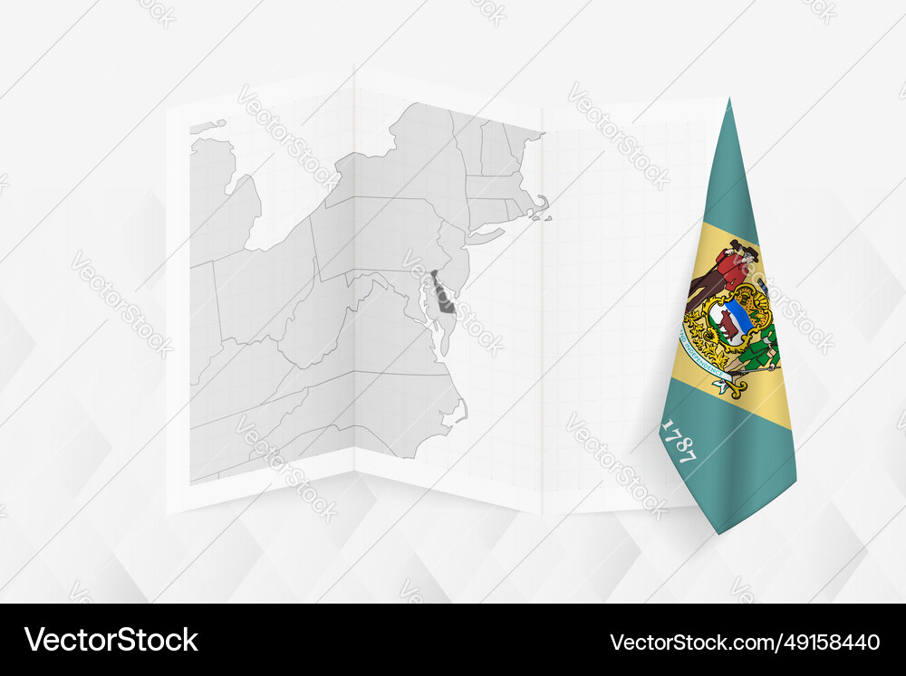 A grayscale map of delaware with hanging Vector Image