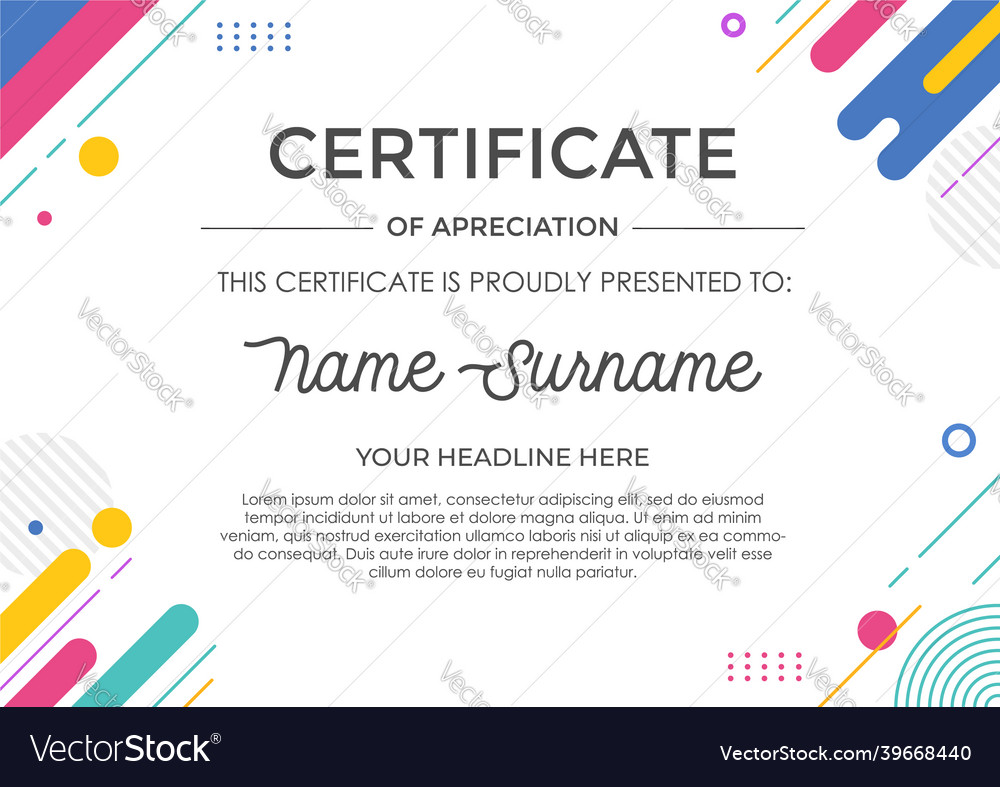 Abstract Geometric Certificate Template Design Vector Image