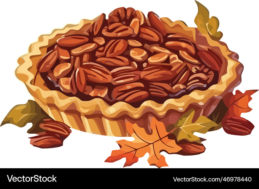 Autumn leaves and cake snack nuts Royalty Free Vector Image