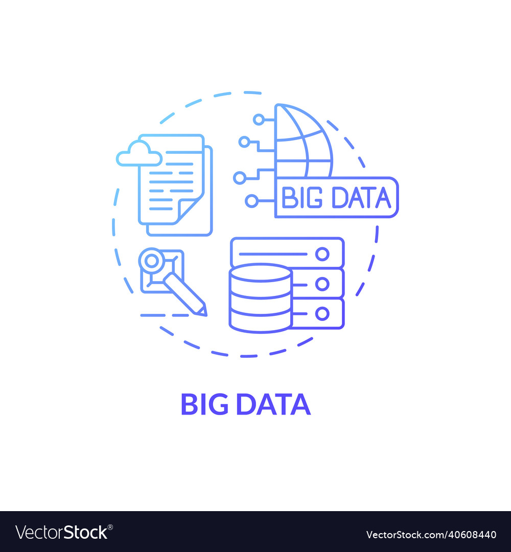 Big data blue gradient concept icon Royalty Free Vector