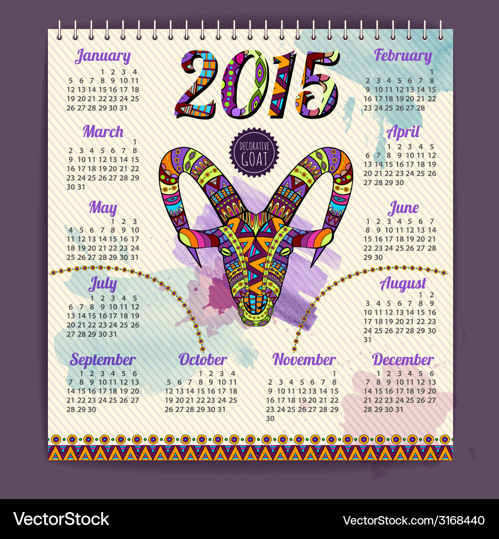 Calendar 2015 design with goat Royalty Free Vector Image