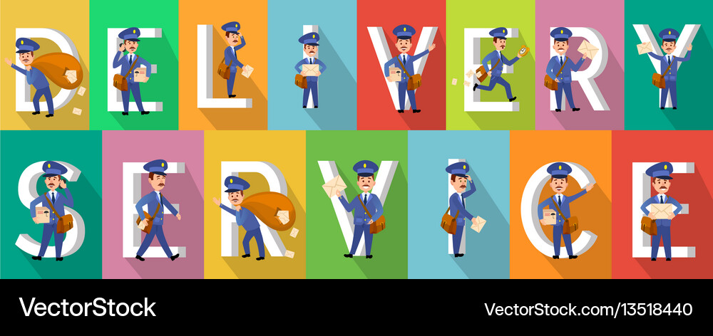 Delivery service colourful picture collection Vector Image