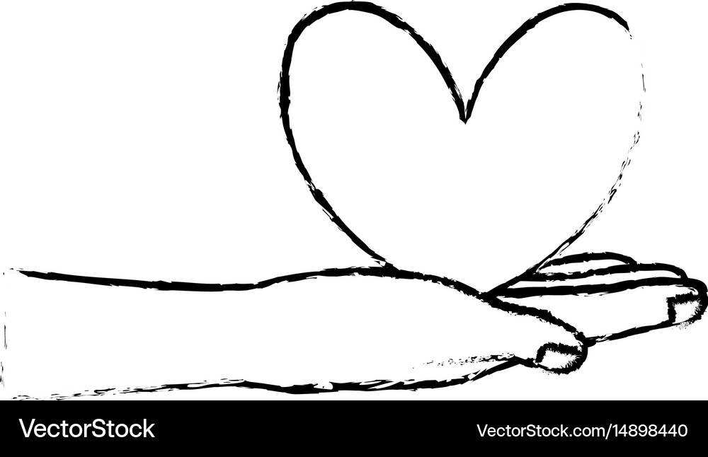 Figure cute hand with nice heart over Royalty Free Vector