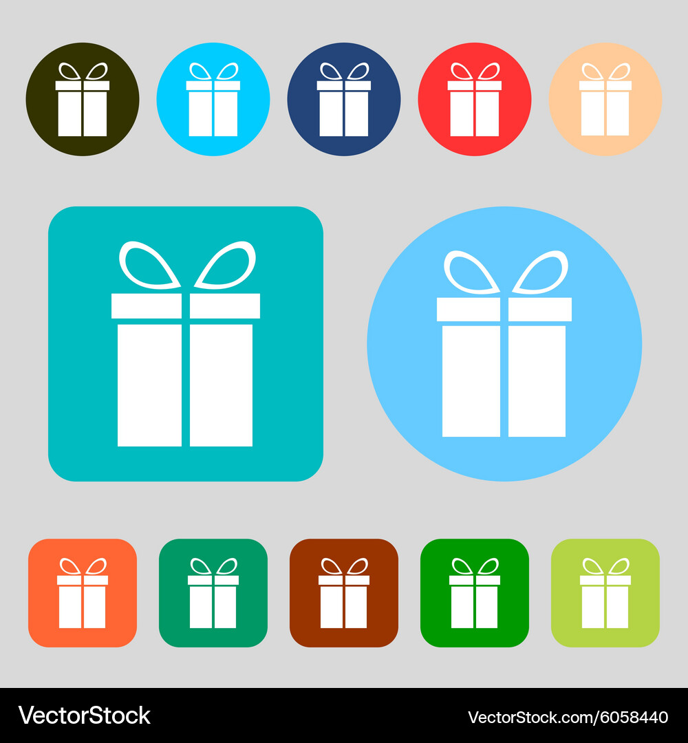 Gift box sign icon present symbol 12 colored Vector Image