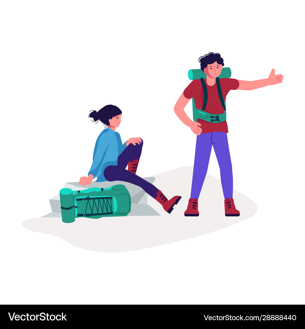 Hiking trekking people Royalty Free Vector Image
