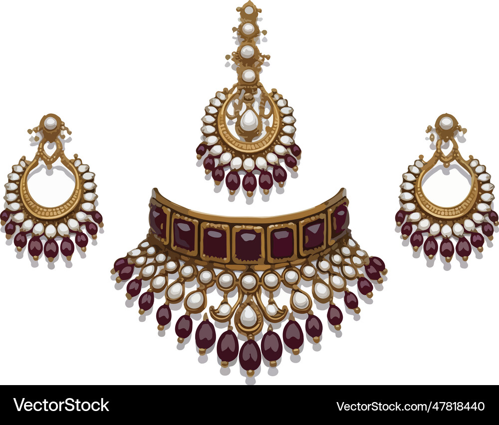 Indian style jewelry set Royalty Free Vector Image