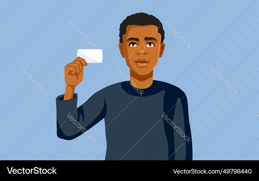 Man holding an empty blank card cartoon Royalty Free Vector