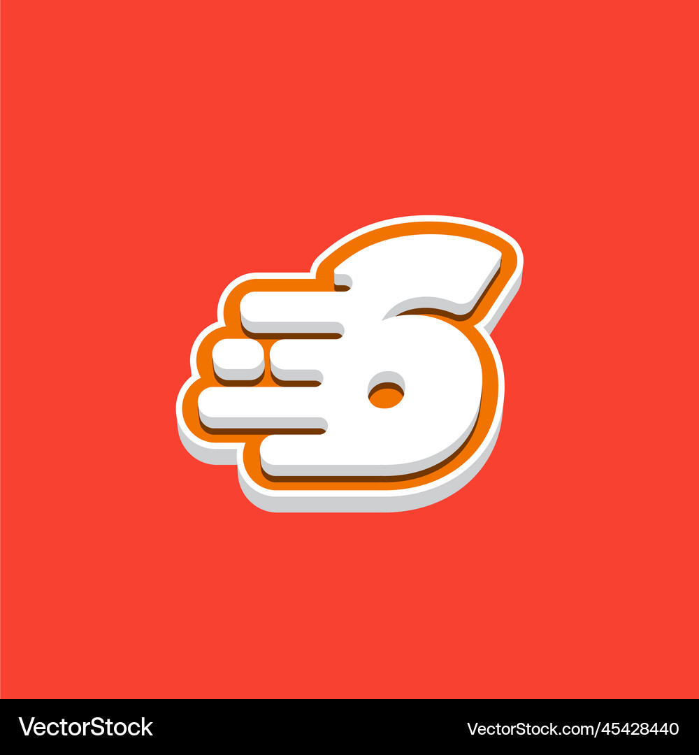 Number 6 3d colorful speed icon Royalty Free Vector Image