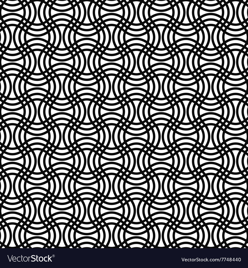 Repeating black white curved grid pattern Vector Image