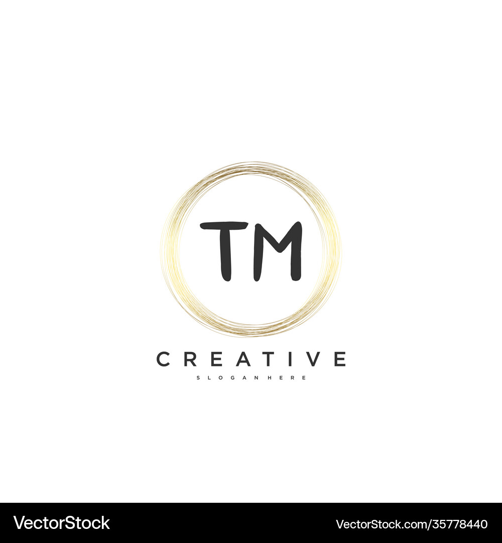 Tm beauty initial logo handwriting logo art Vector Image