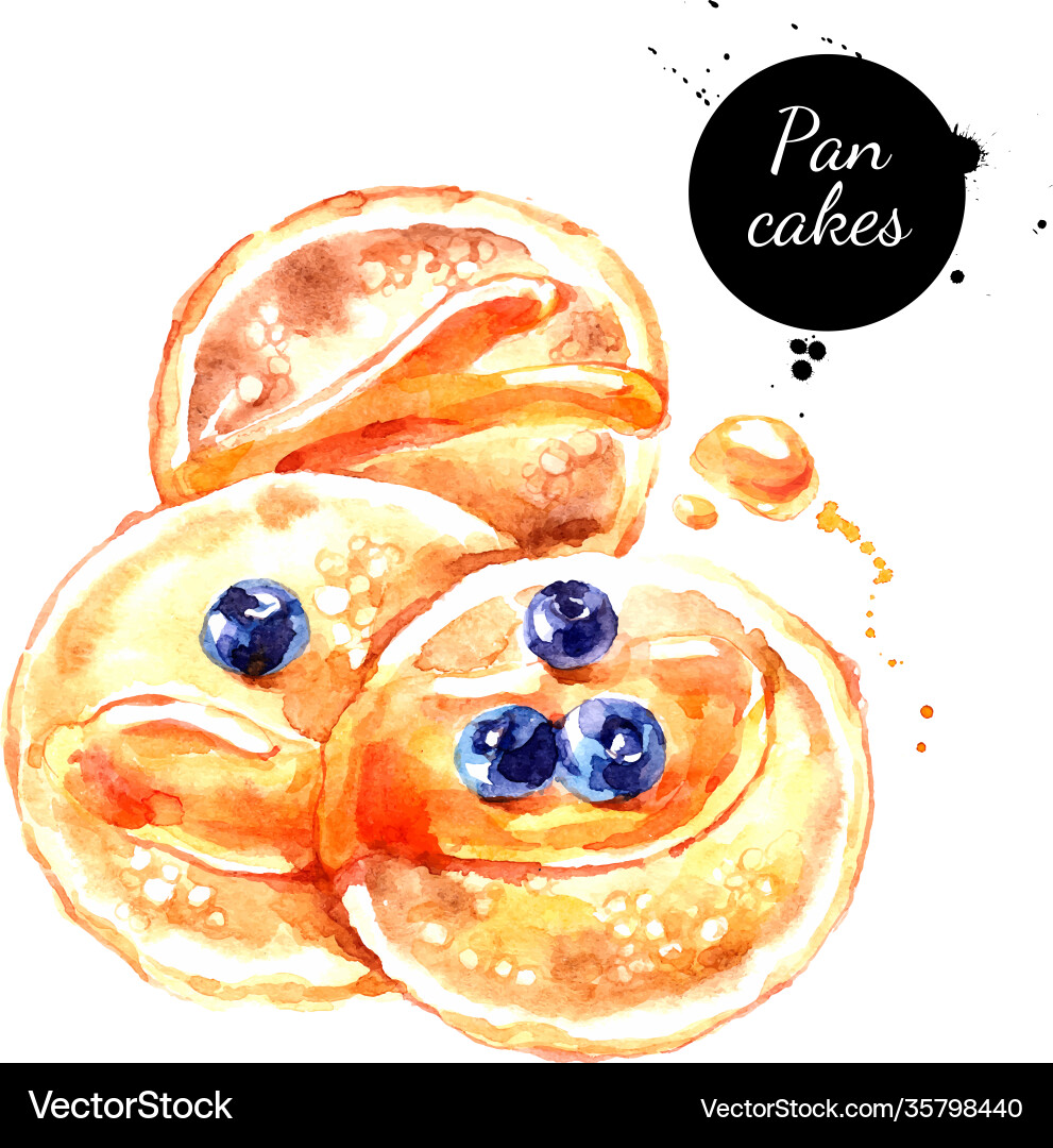 Watercolor hand drawn breakfast pancakes Vector Image