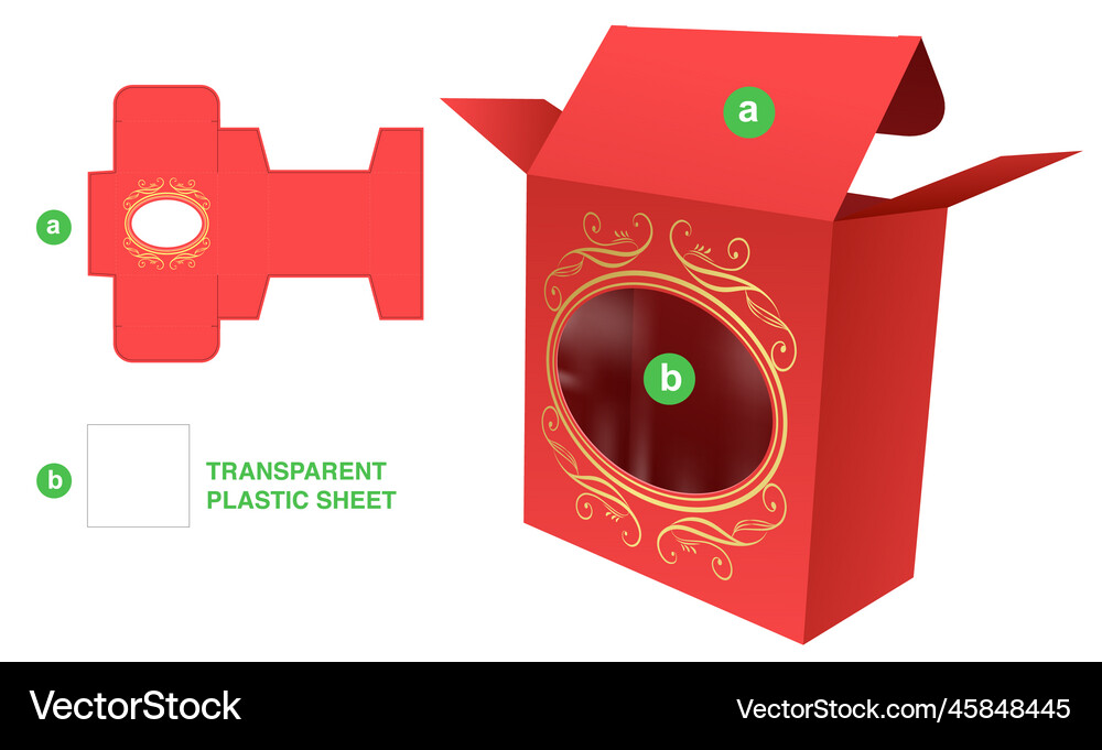 Box with luxury ellipse frame window die cut Vector Image