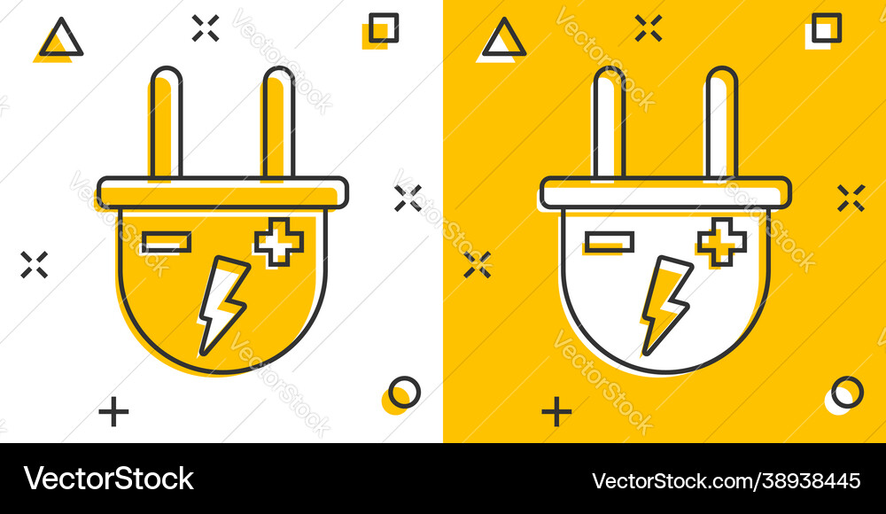 Cartoon electric plug icon in comic style power Vector Image