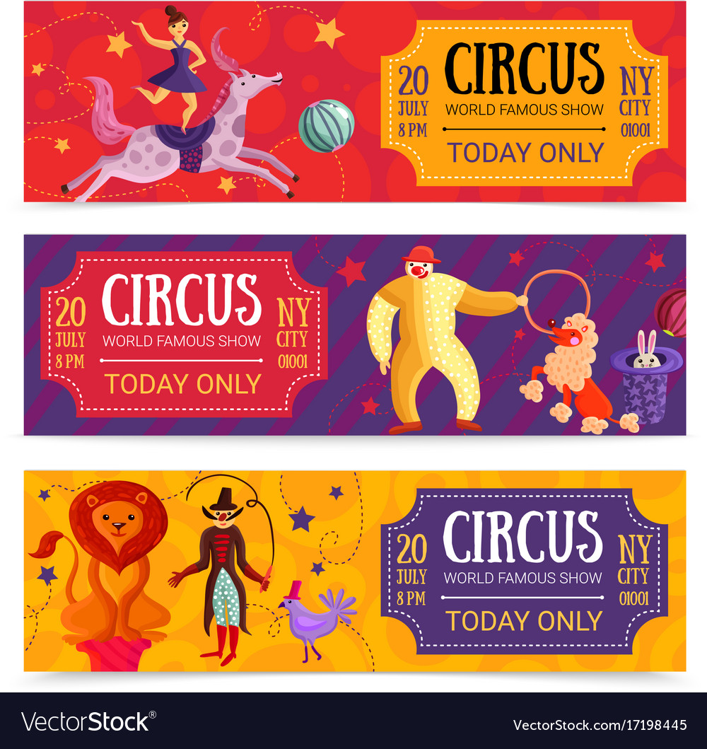 Circus horizontal banners set Royalty Free Vector Image