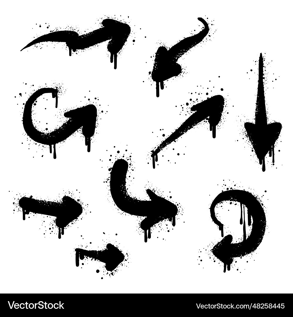 Collection of spray painted graffiti arrow Vector Image