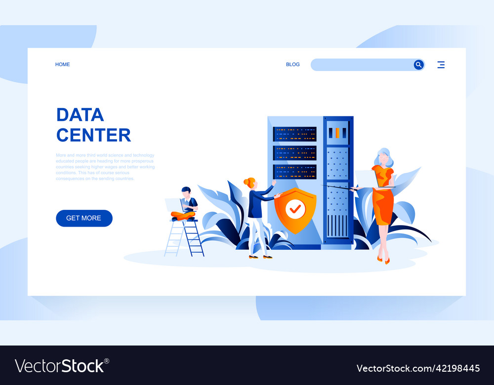 Data center landing page template Royalty Free Vector Image