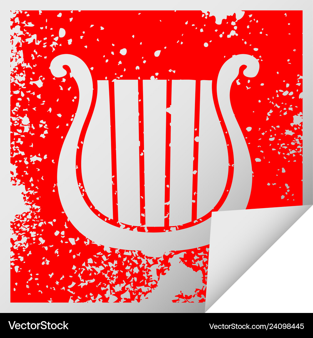 Distressed square peeling sticker symbol golden Vector Image