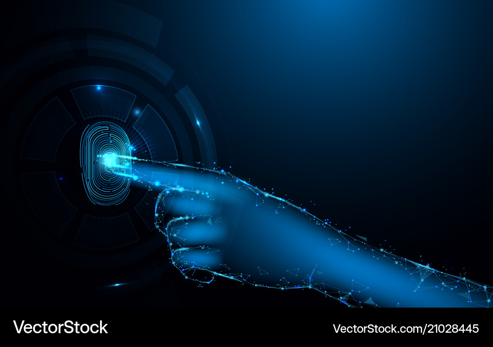 Fingerprint scan and hand with digital conceptual Vector Image