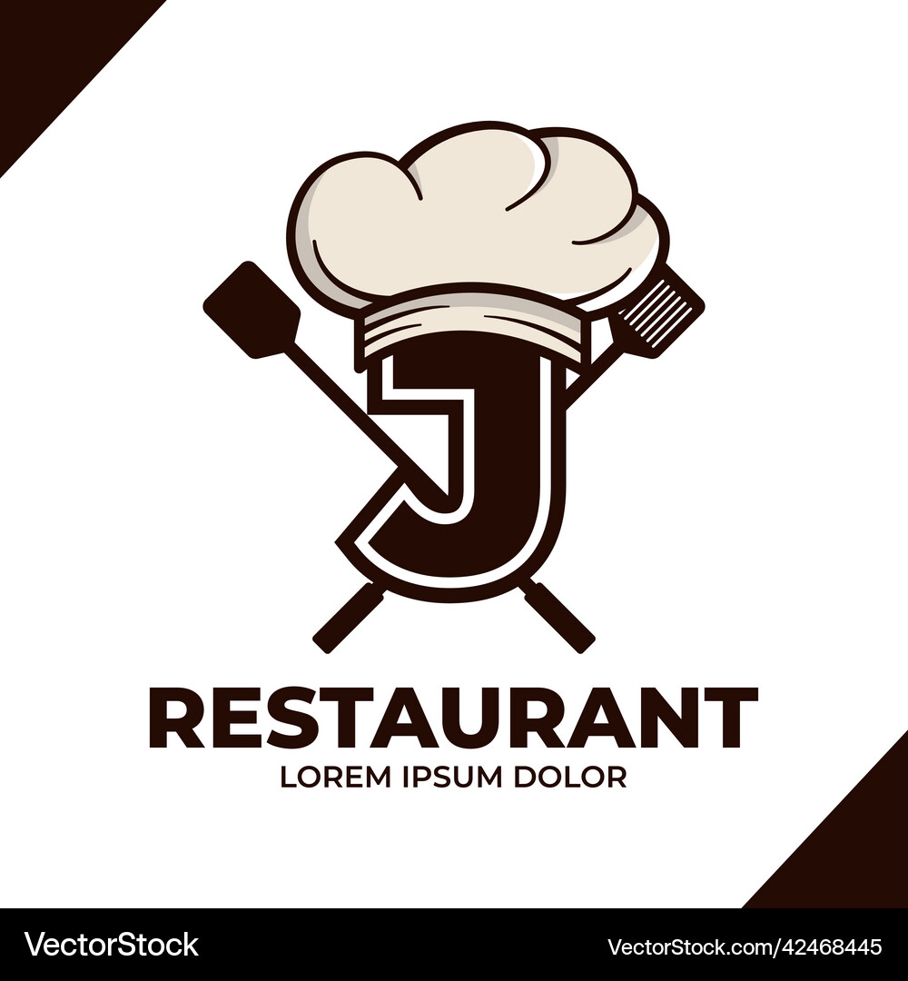 Letter j chef hat logo design restaurant cafe Vector Image