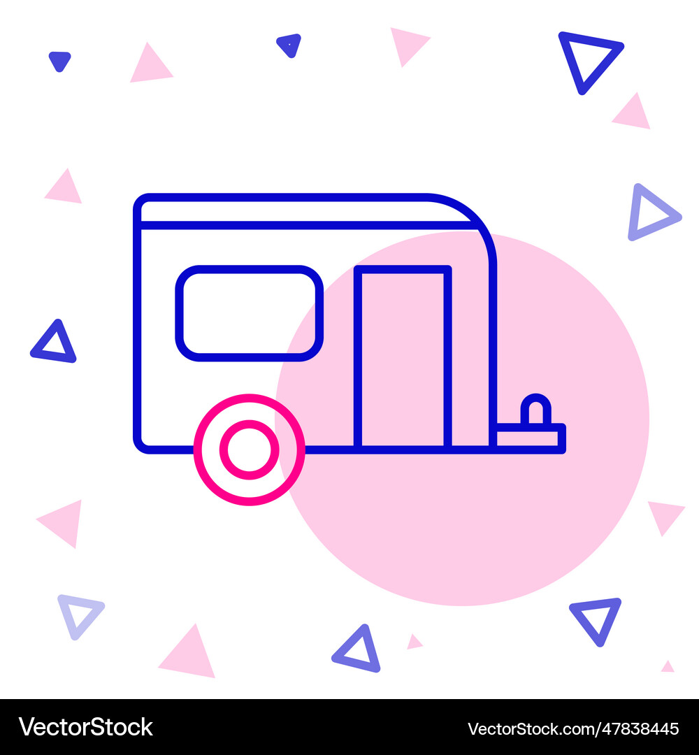 Line rv camping trailer icon isolated on white Vector Image