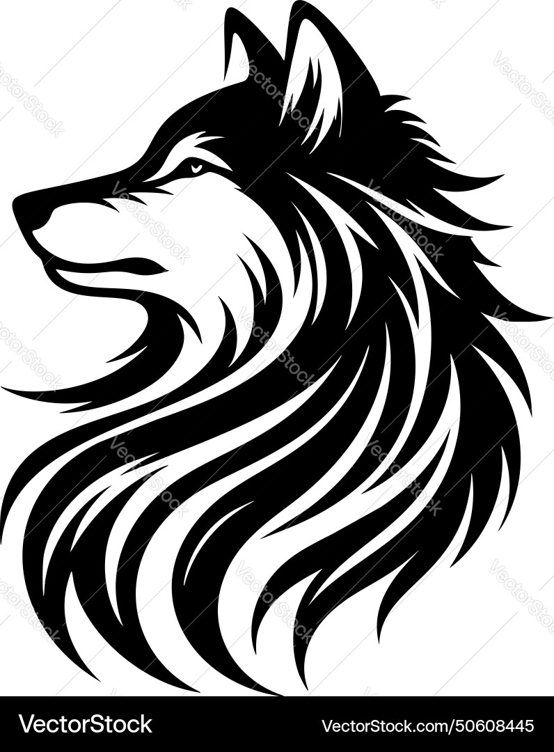 Majestic minimalist wolf portrait Royalty Free Vector Image