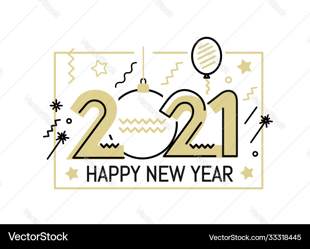New year gold 2021 number design Royalty Free Vector Image