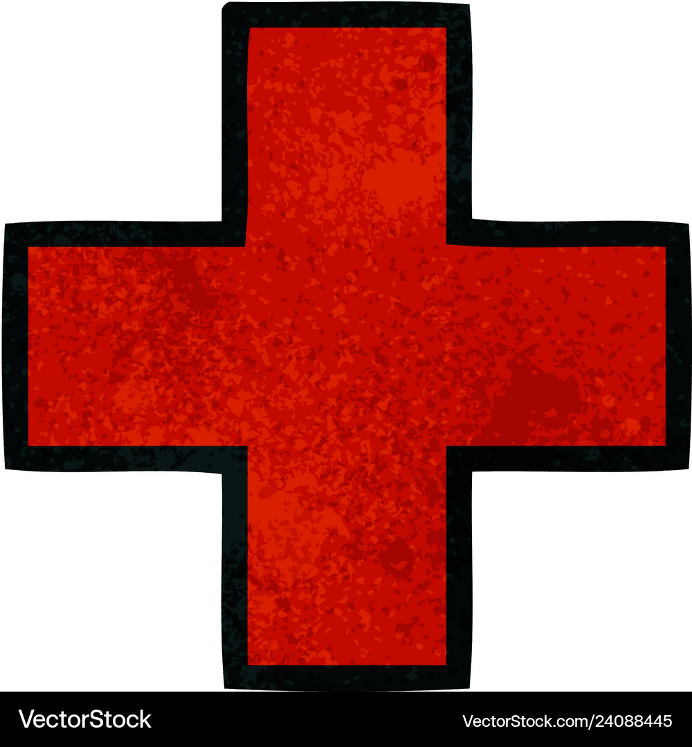 Retro grunge texture cartoon addition symbol Vector Image