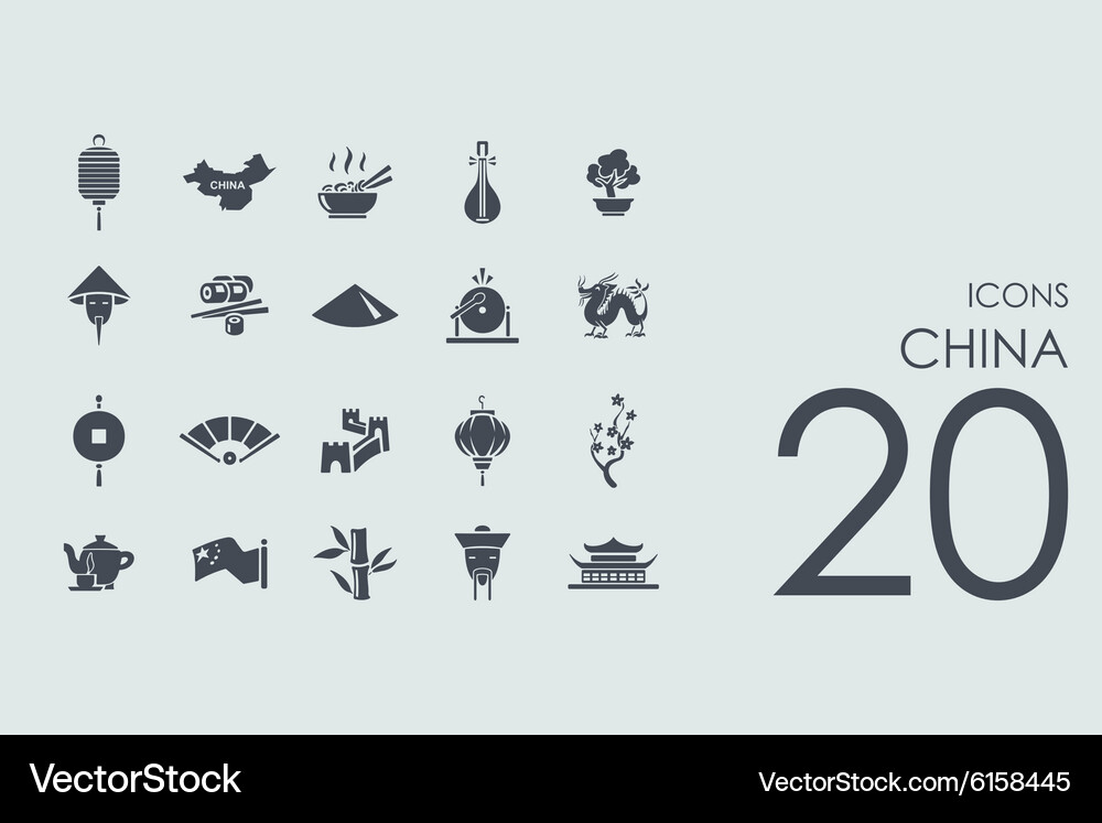 Set of china icons Royalty Free Vector Image - VectorStock