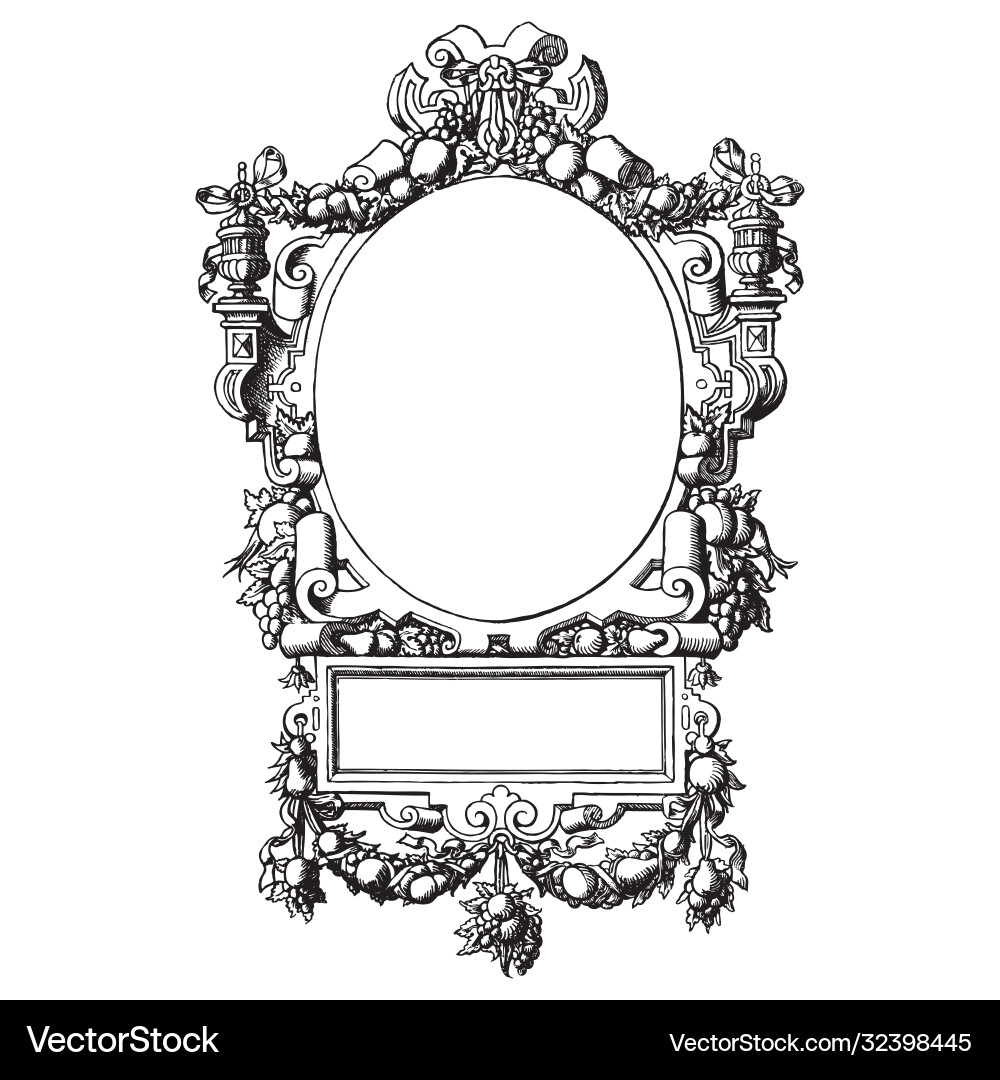 Vintage engraving style floral frame Royalty Free Vector