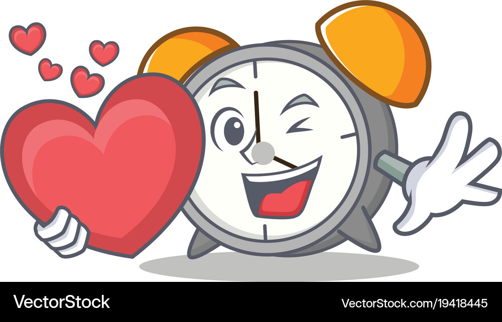 With heart alarm clock mascot cartoon Royalty Free Vector