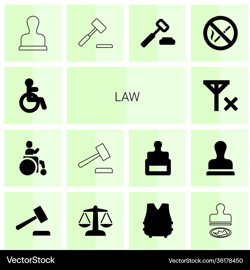 14 law icons Royalty Free Vector Image - VectorStock